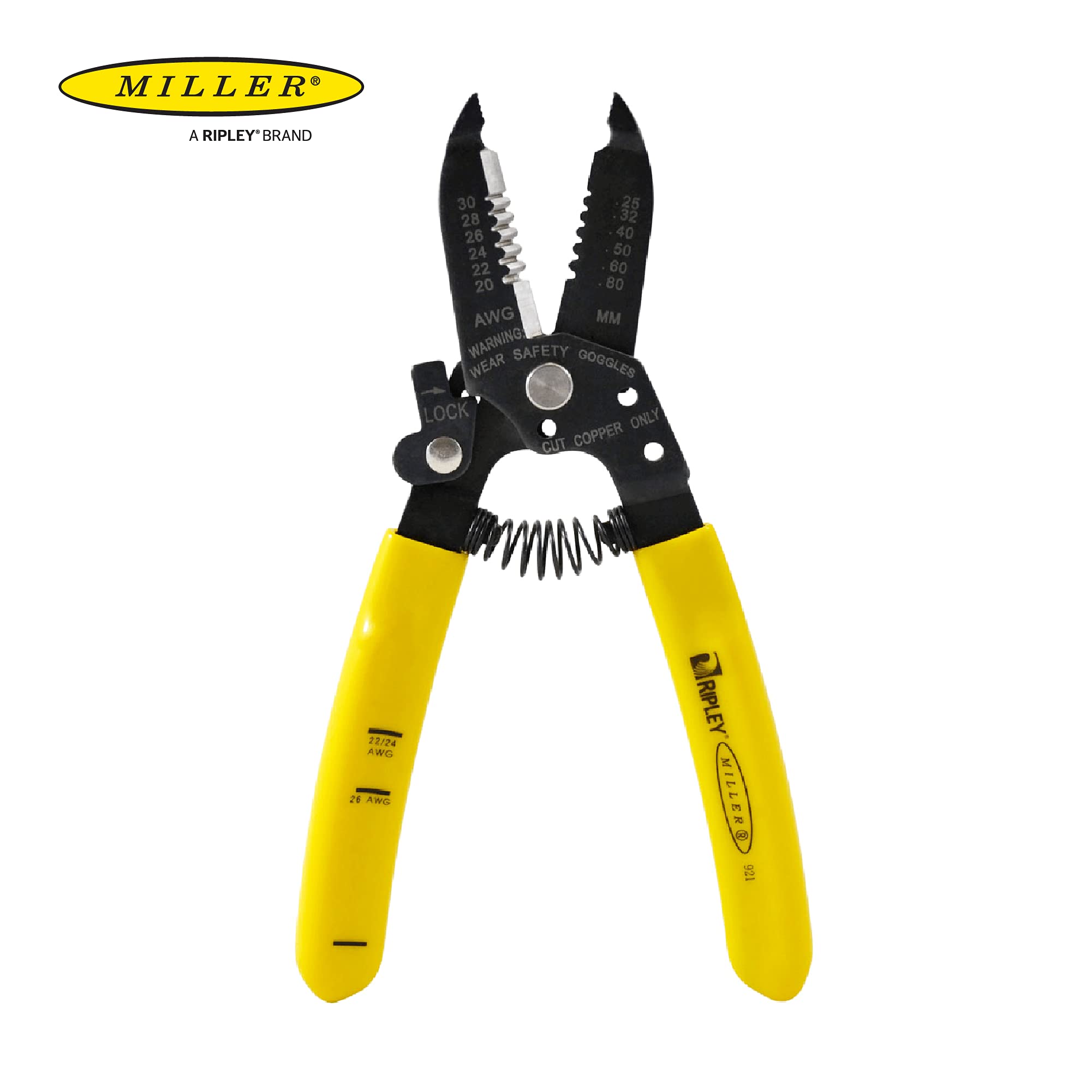 Miller 821 Multiwire Stripper and Cutter for Professional Technicians, Electricians, and Installers, Easily Portable Tool, 26–16 AWG (0.4–1.3 mm)