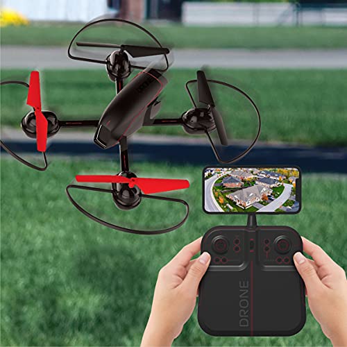 Sharper Image 10” Mach X Long Range Drone with Streaming Camera, LED Lights, 2.4 GHz, Auto-Orientation, Assisted Landing and Gyro Stabilization Control, Capture Panoramic Videos, Rechargeable Battery, 1 Count(Pack of 1)