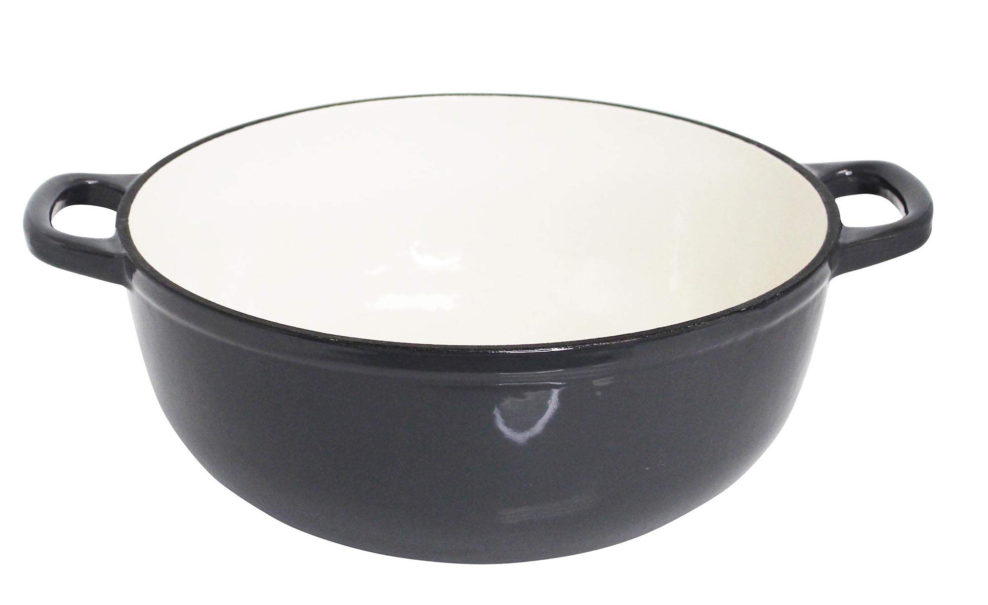 Mirro MIR-19059 4.8 Quart Cast Iron White Enamel Coated Interior Dutch Oven, Grey, Ready to Use