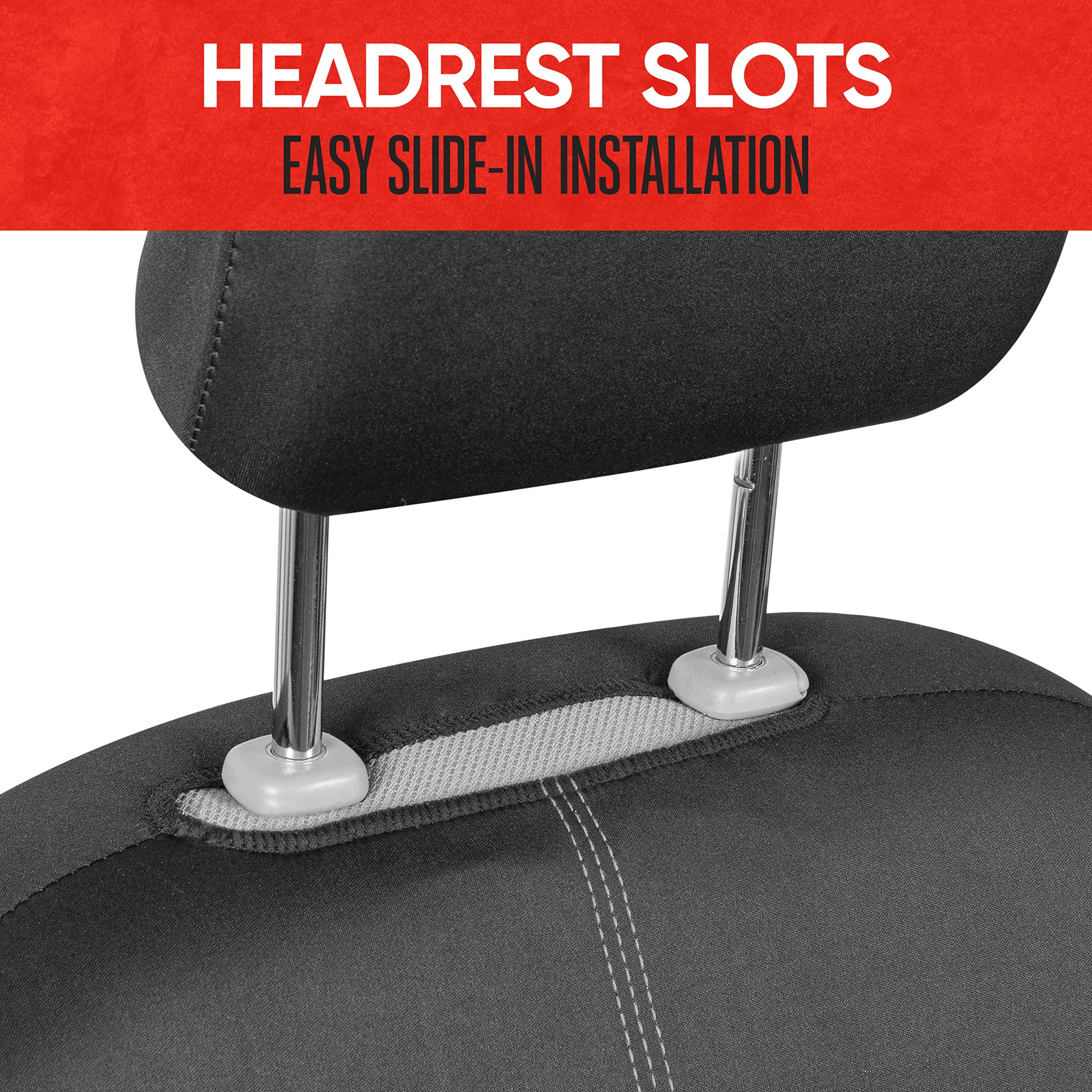 Motor Trend SpillGuard Waterproof Seat Covers for Front Seats, Gray Stitching – Durable Neoprene Car Seat Protectors, Easy to Install, Interior Covers for Auto Truck Van SUV