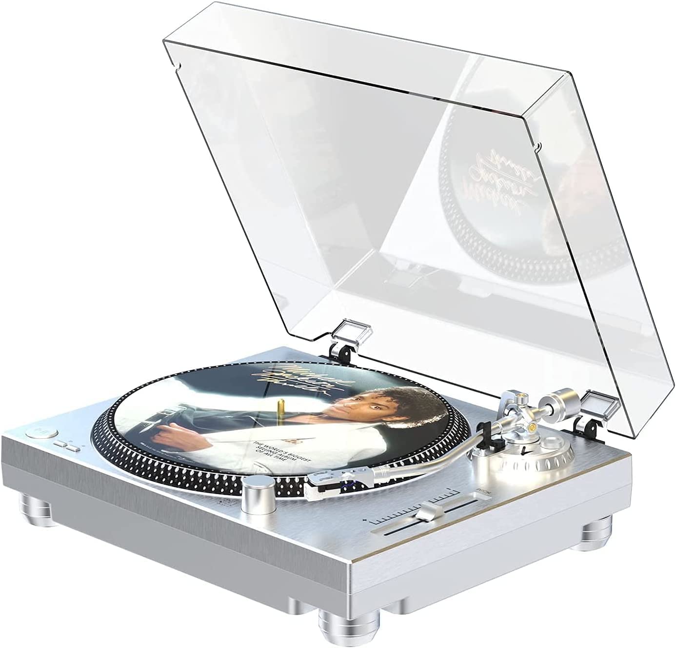 Turntable for Record Player with Balanced S-Shaped Tonearm, Hydraulically Damped Lift Variable Pitch Control and Anti-Skate Lockable Control,AT3600 Magnetic Cartridge,Convert Vinyl to Digital