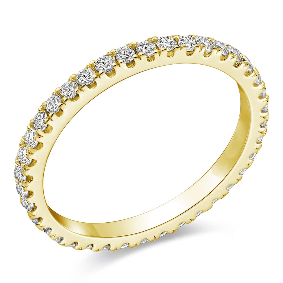 Sizeron 1cttw Moissanite Wedding Bands 14K Yellow Gold Plated Sterling Silver Full Eternity Ring Christmas Gift For Women Size 8