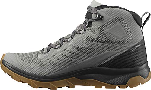 Salomon Outline Mid Gore-TEX Hiking Boots for Men, Frost Gray/Black/Alloy, 7