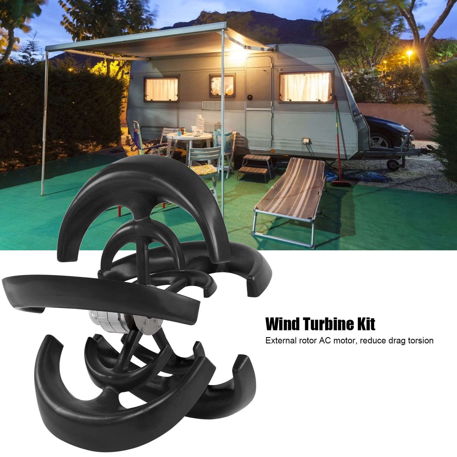 Wind Turbine Generator, 12V 24V 48V 1200W Wind Vertical Axis Generator with Hybrid Controller, 5 Leavies Wind Turbine Generator Kit for Boats, Terraces, Cabins, Mobile Homes(#1)