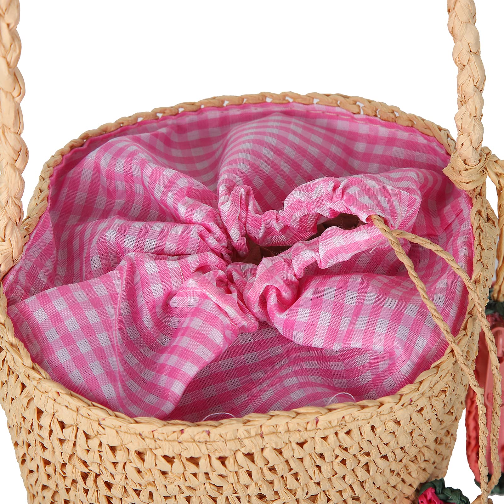 Straw Beach Bags with Small Coin Purse Women Woven Handbag Single Shoulder Cute Tote Decoration Suitable for Summer Seaside Vacation
