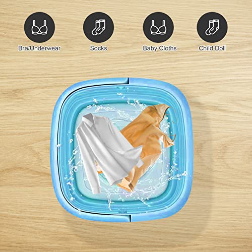 plplaaoo Portable Washing Machine,Foldable Washing Machine,Mini Washing Machine,Portable Washer for Home,Apartment,Camping,Travel,3 Modes Deep Cleaning,US Plug 110V‑240V(Blue)