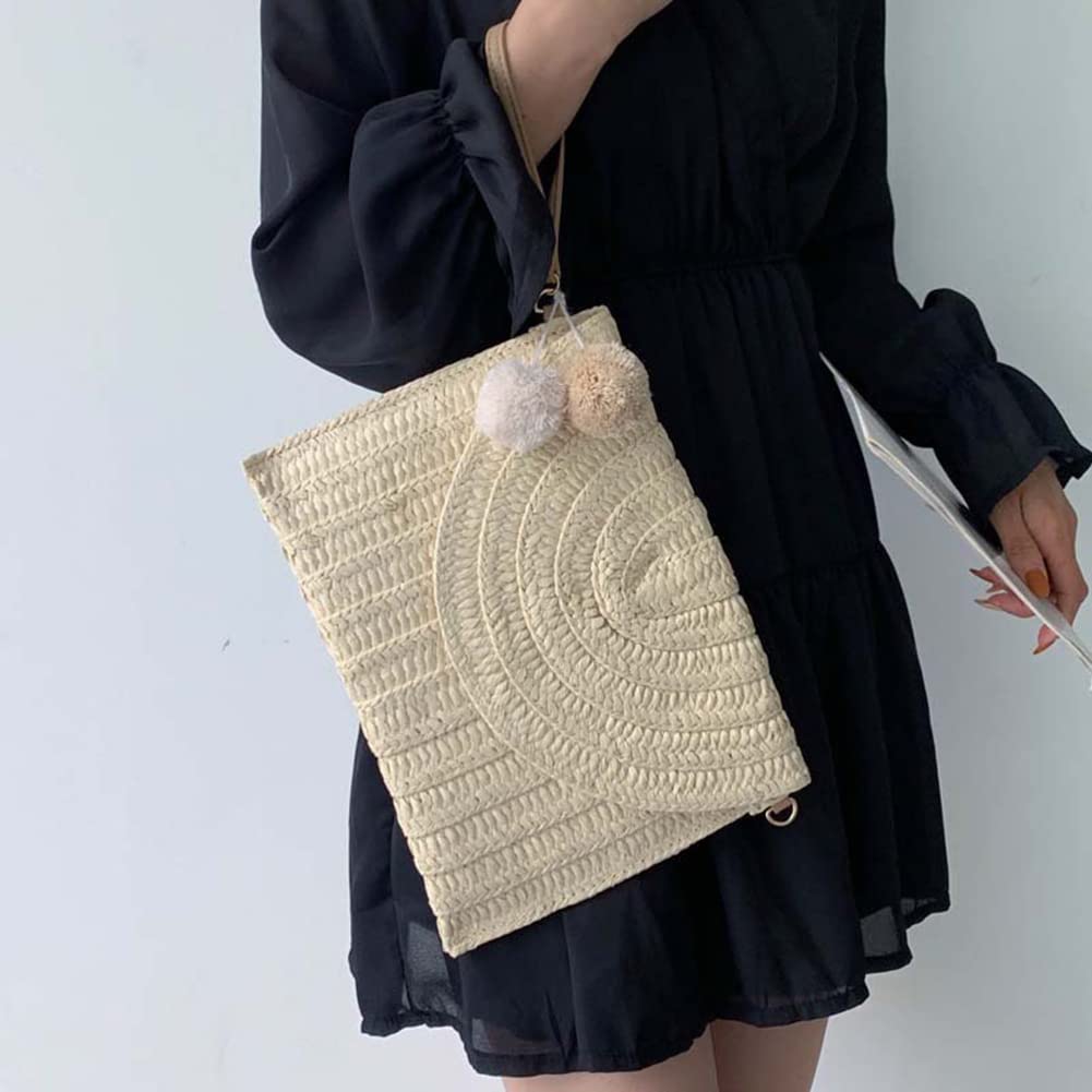 Straw Beach Bags for Women,Straw Clutch Purse Envelope Handbag,Summer Beach Straw Handmade Bag for Vacation