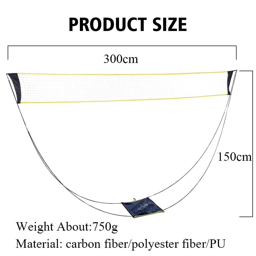 Quner Easy Setup Portable Badminton Net Foldable Net Rack with Carry Bag for Outdoor, No Tools Required