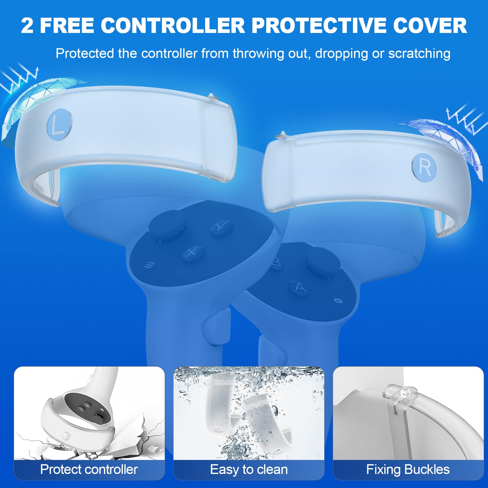 VR Golf Club for Oculus Quest 2, Rift S, Meta Quest 2 Aikeec VR Golf Club Handle Accessory, Quest 2 Golf Club Attachment with 2 Controller Covers Bonus, Enhance Immersive VR Golf Game Experience