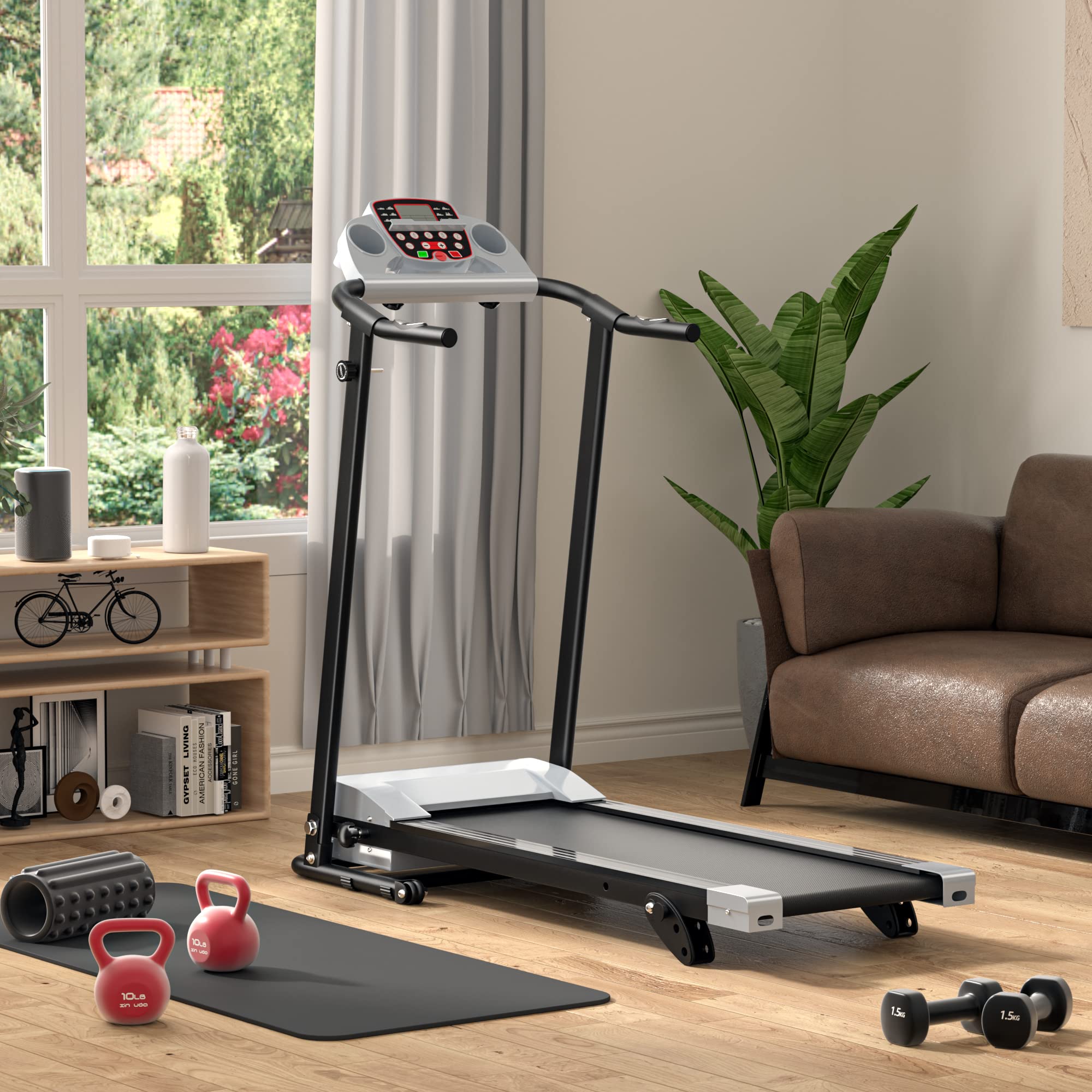 Sandinrayli Folding Electric Treadmill, Running Machine w/3 Manual Incline & 12 Preset Program, Home Workout Machine for Office Apartment Small Space