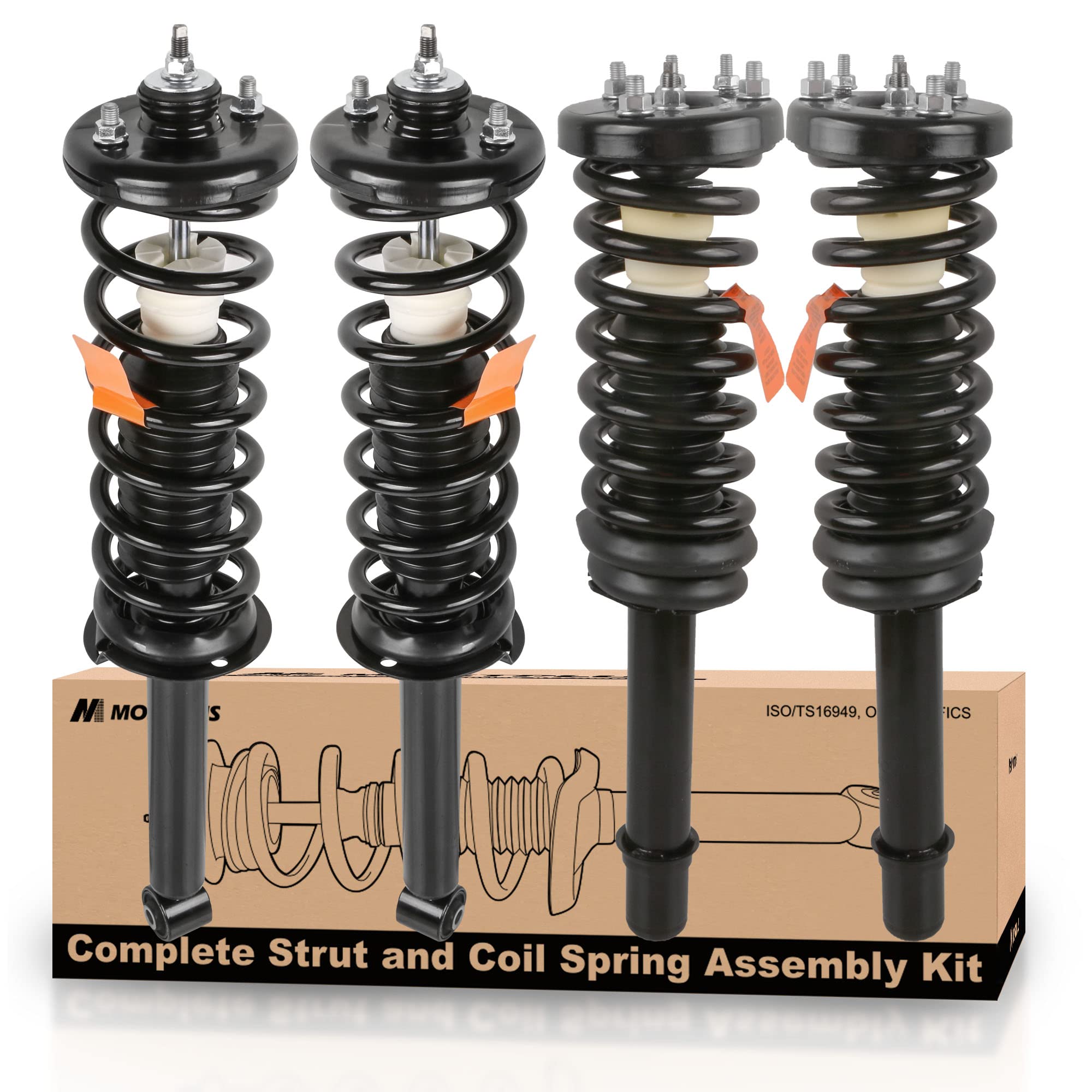 MOSTPLUS 4x Complete Struts With Springs Mounts Front and Rear 171372 172123L 172123R Compatible for 2003-2007 Honda Accord