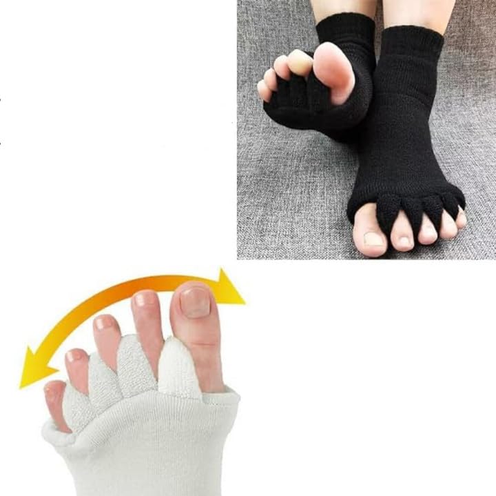 TOLHYUN Toe Separator Socks Foot Correction Socks,Women's Toeless Socks,3 Pairs of Five Toe Separation Socks for Yoga Exercise Gym