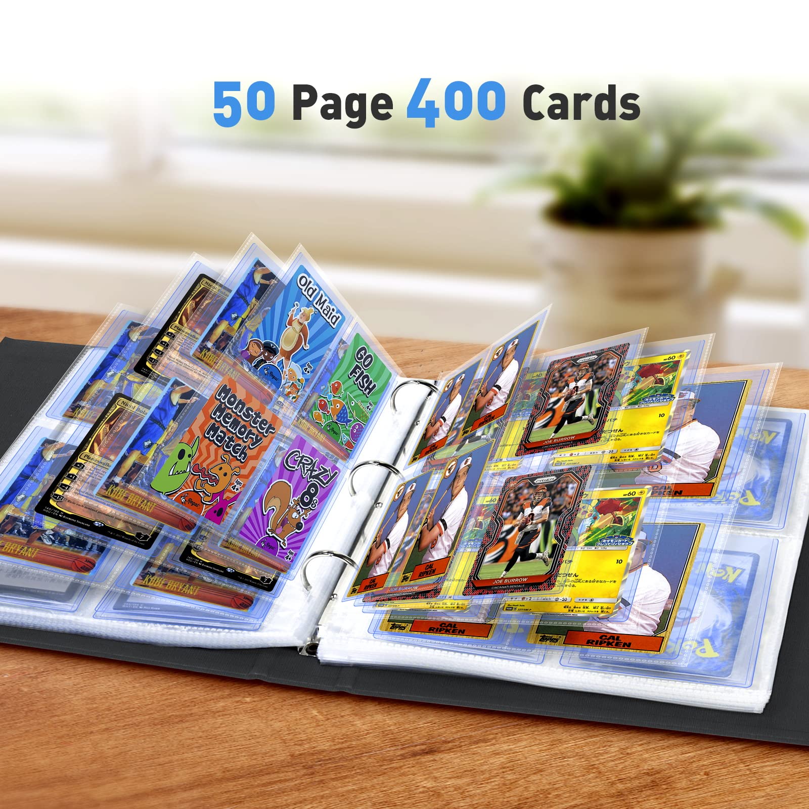 Top Loaders Binder with 50 Pages Top loaders Storage Trading Card Sleeves, 4 Pocket Trading Card Binder