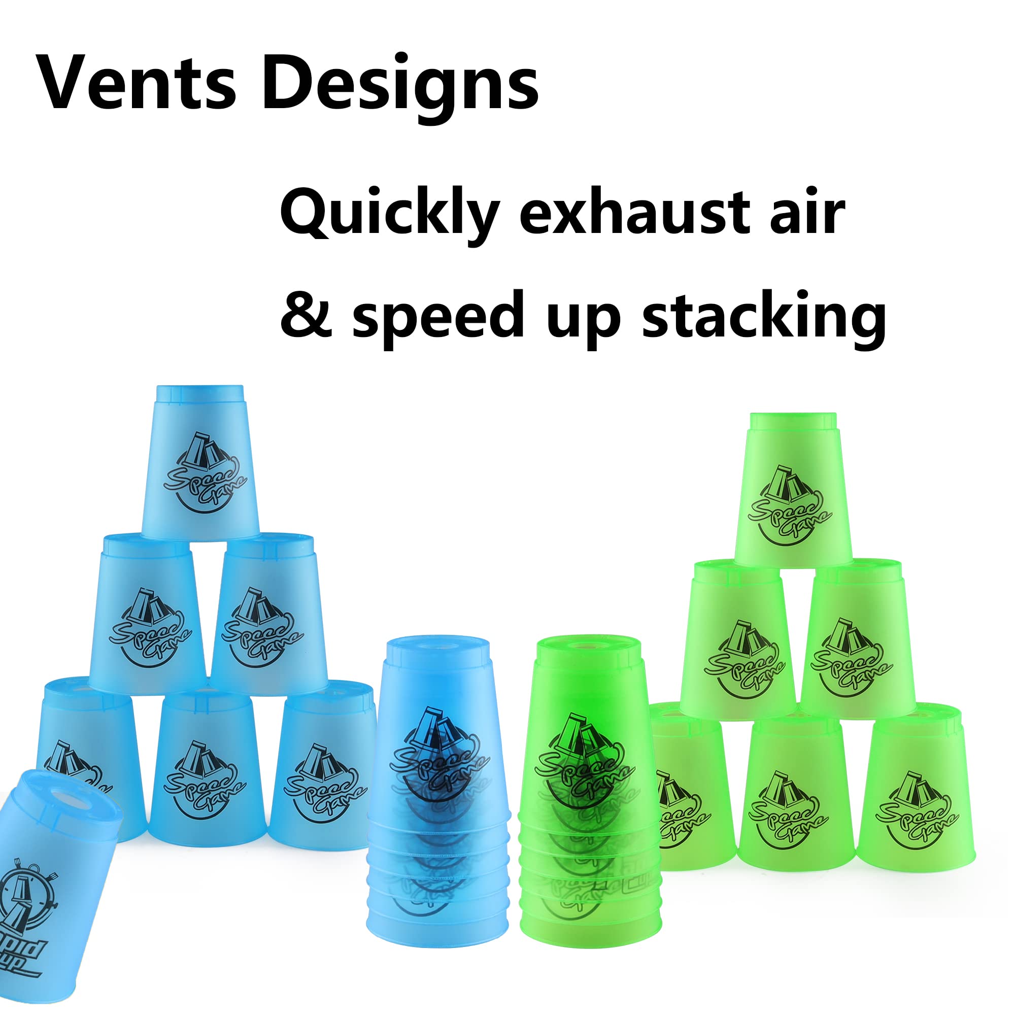 VIKEDIWZL Quick Stack Cups Game, 24pcs Sport Stacking Cups Game Set Sports Training Game for Boys Girls Kids Stacking Cups Travel Party Challenge Competition Classic Family Game Great Gift