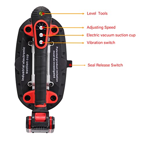 Tile Vibration Tool with Electric Vacuum Suction Cup, 21V 15000mAh Hand-held Tile Vibrant Tools, 6 Speeds Adjustable Tile Installation Machine (Two Batteries, 28000r/min)