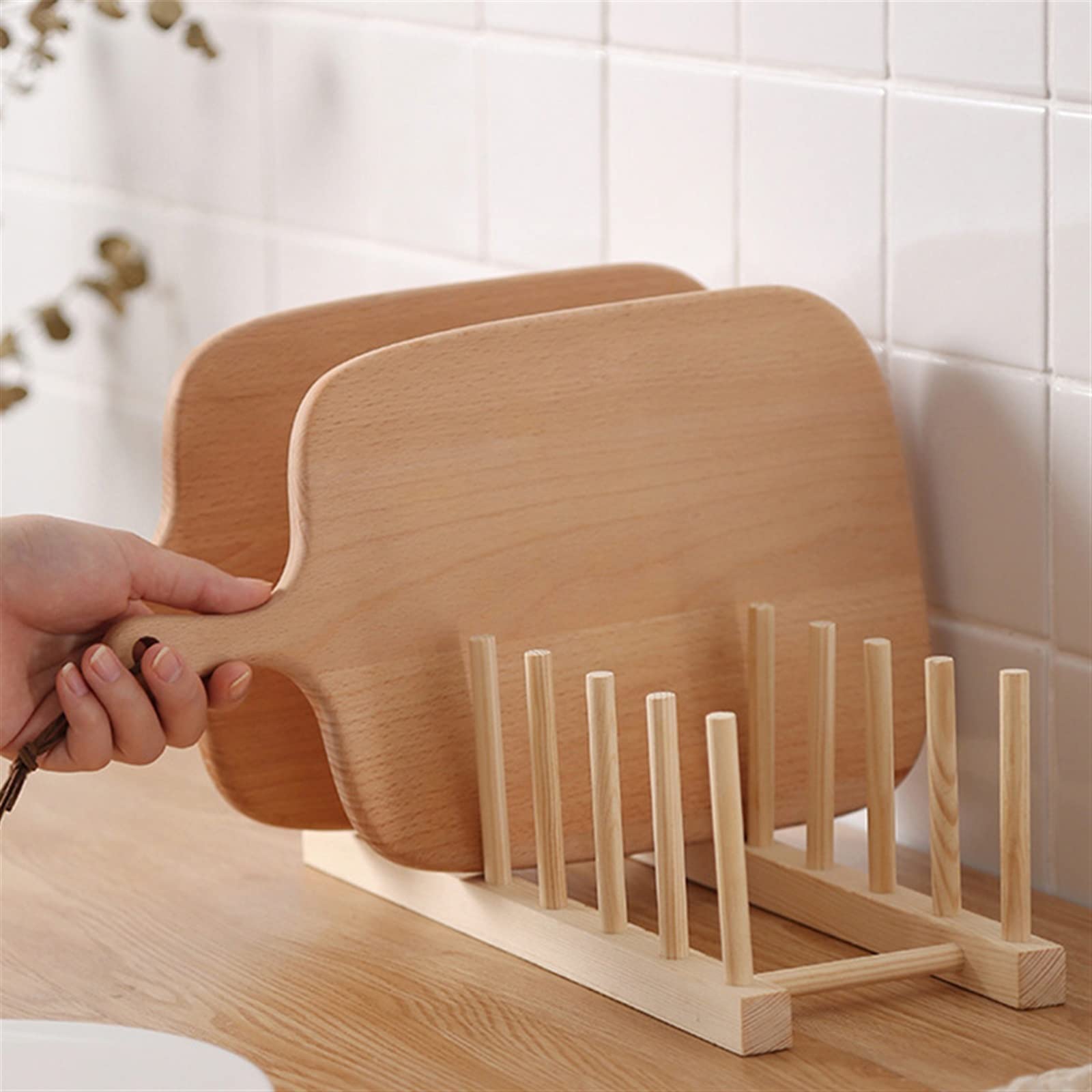 MCCONS Dish Rack Multi-Levels Wooden Dish Drain Rack Kitchen Lid Holder Organizer Domestic Drying Shelf Pan Cupboard Display Sink Stand Drainer