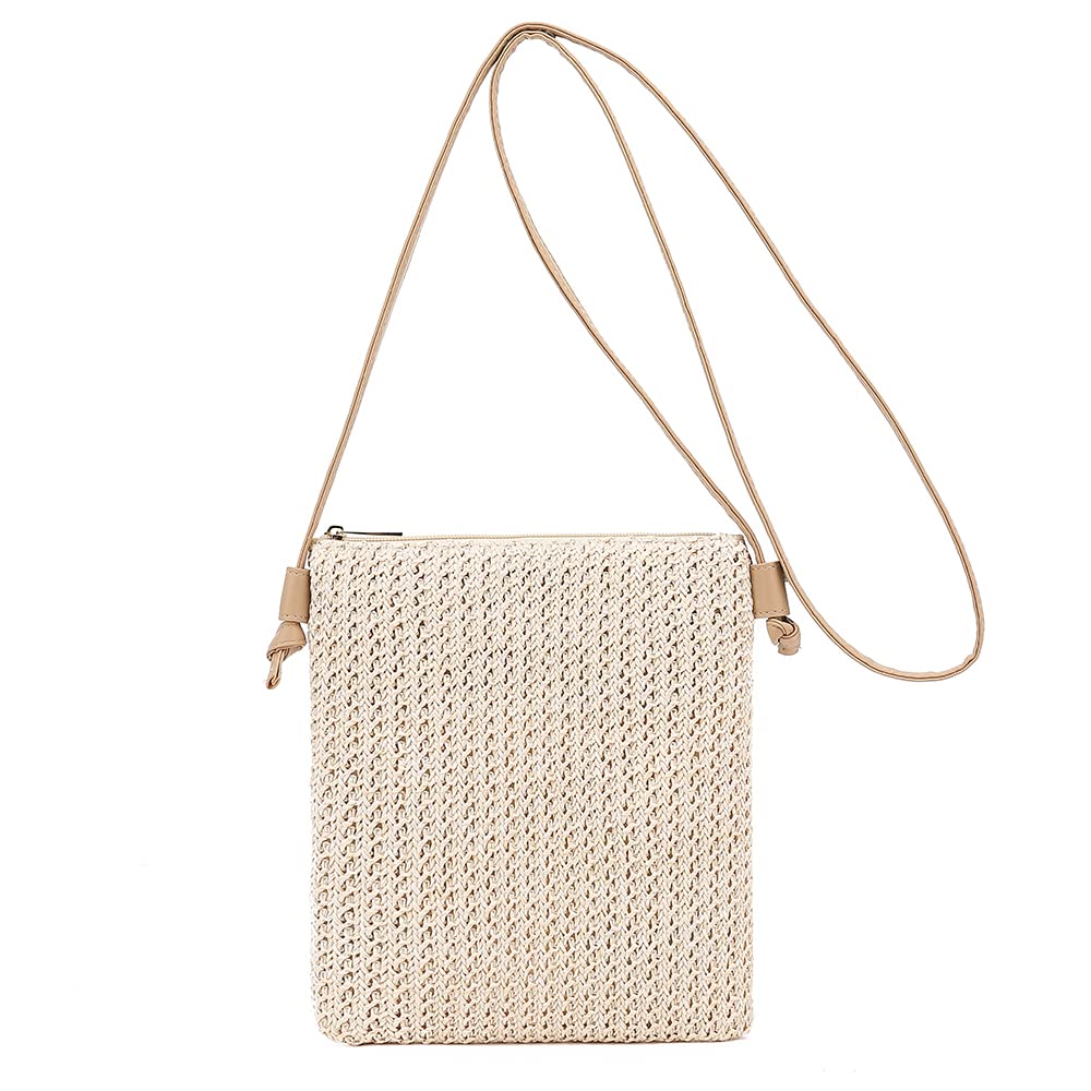 Straw Purses for Women, Cute Summer Straw Crossbody Bags, Small Straw Handbag Beach Purse for Vacation (Light Brown)