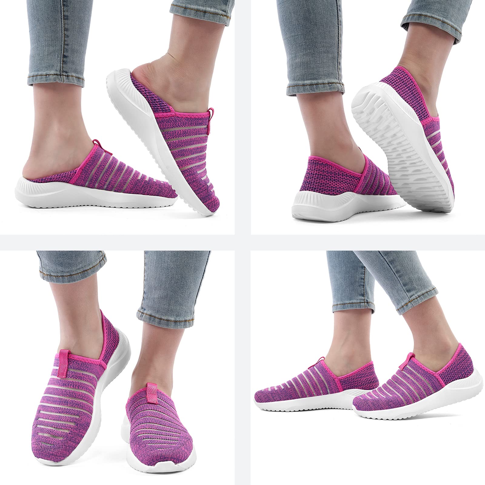 PPQ Women's Hands Free Slip On Walking Shoes-Memory Foam Lightweight Comfortable and Soft Casual Workout Shoes and White Sneakers, Work Shoes