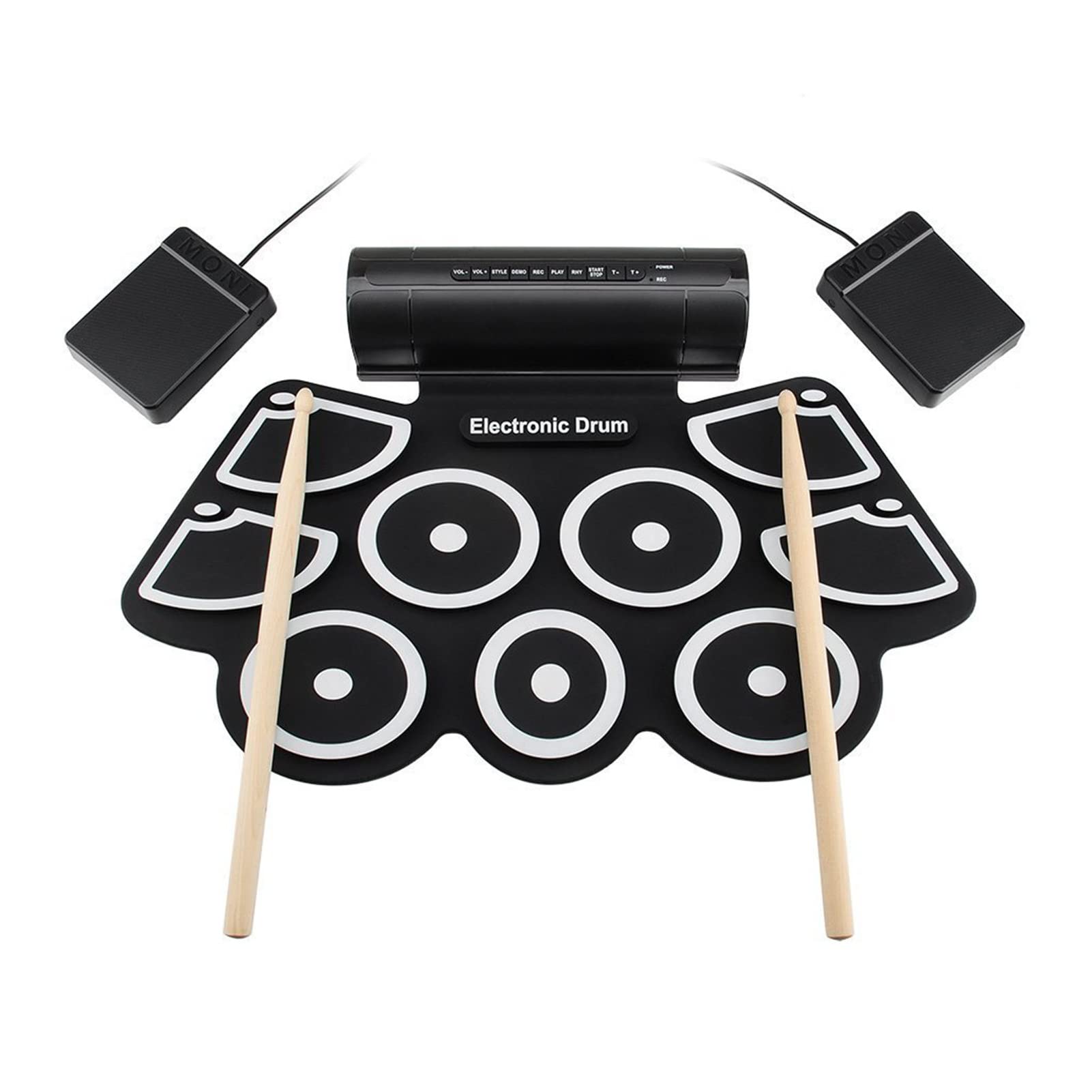TUU Electronic Drum Set for Beginners 9 Pads Digital Drum Kit Built-in Speakers MIDI with Drum Sticks and Pedals Portable Tabletop Roll Up Drum Practice Pads Great Christmas Birthday Gifts