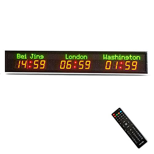 THINKHONGHAO Zhong Xiaoxiao Brand LED red and Green Digital Electronic 3 City World Clock Summer Digital World Clock displays time Brightness at Different Times