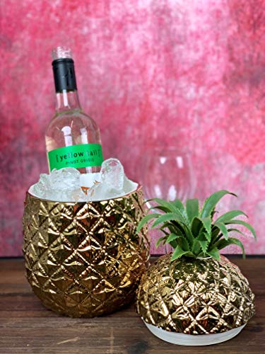 Talking Tables Gold Pineapple Ice Bucket with Lid Premium Drinks Trolley | Retro Bar Accessory | Classy Party Decoration | Elegant Cooler | Ideal Gift for Him or Her, 21.5 x 21.5 x 27 cm
