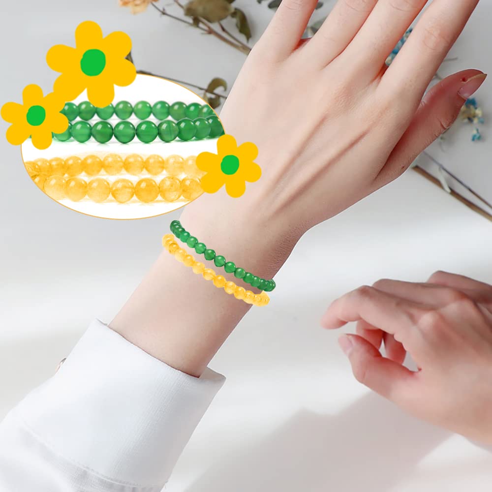 WAINIS 16PCS 6mm Beaded Bracelets for Women Tiny Crushed Stone Crystal Bracelet Beaded Couples Stretch Unisex Stretch Bracelets Jewelry Gift