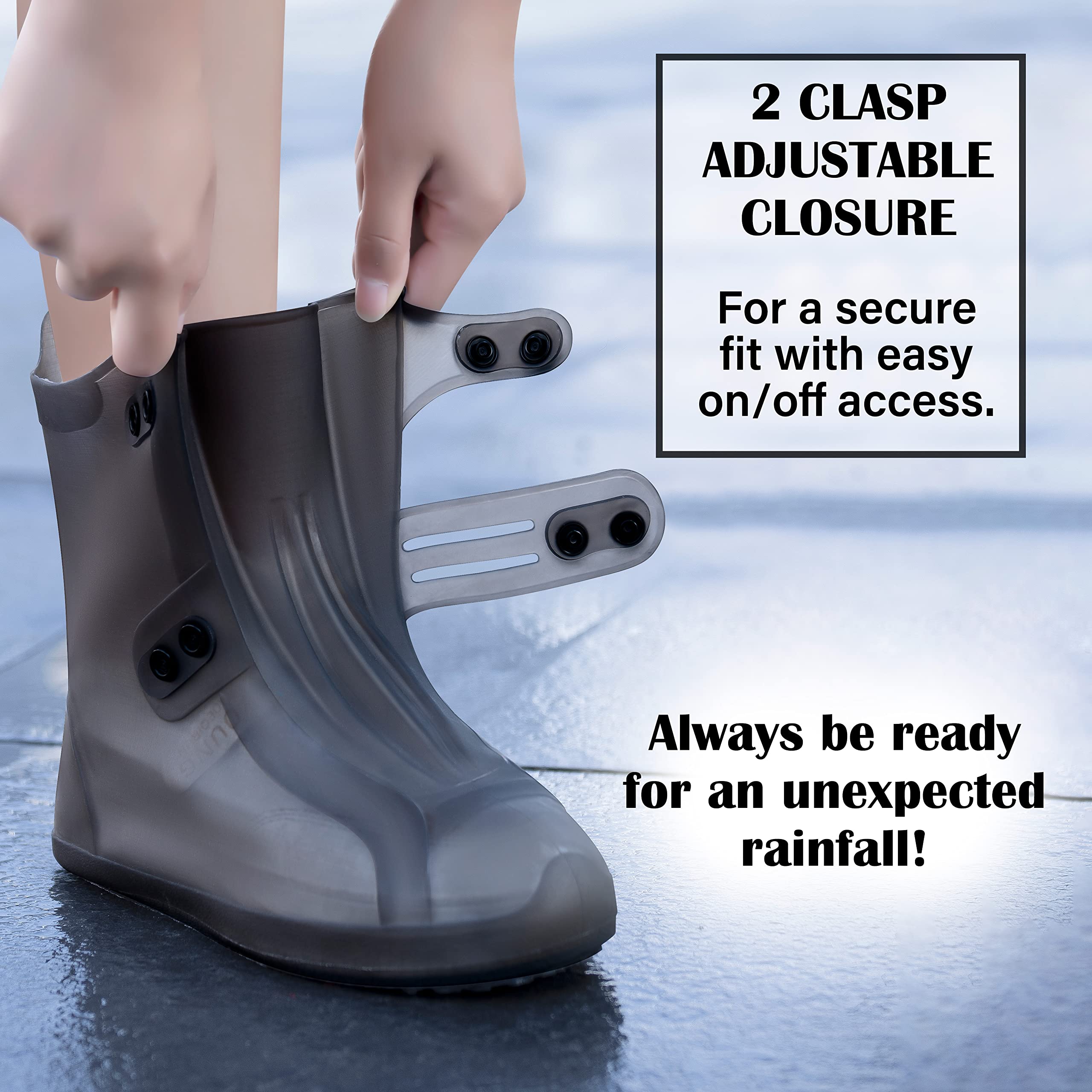 Rain Shoe Covers | Waterproof Shoe Covers for Men Women | Reusable Galoshes Overshoes (Black - Medium)