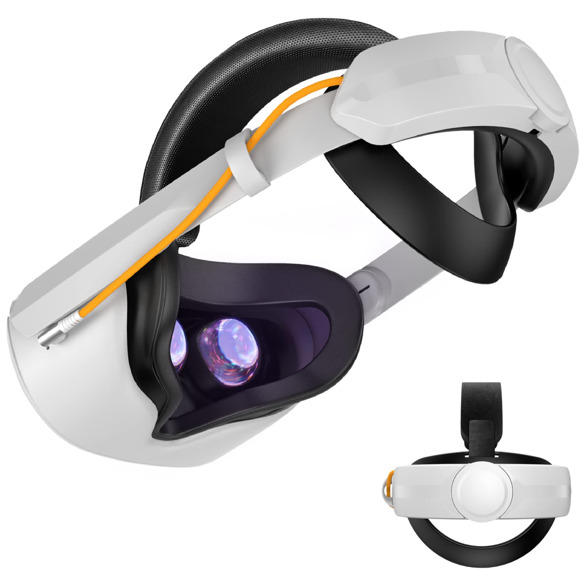 vivaforte Elite Head Strap with Battery Pack for Oculus Quest 2, 6000mAh Extend 4hrs Playtime Fast Charging VR Power, Enhanced Comfort & Relieve Pressure Accessories Head Strap for Meta Quest 2
