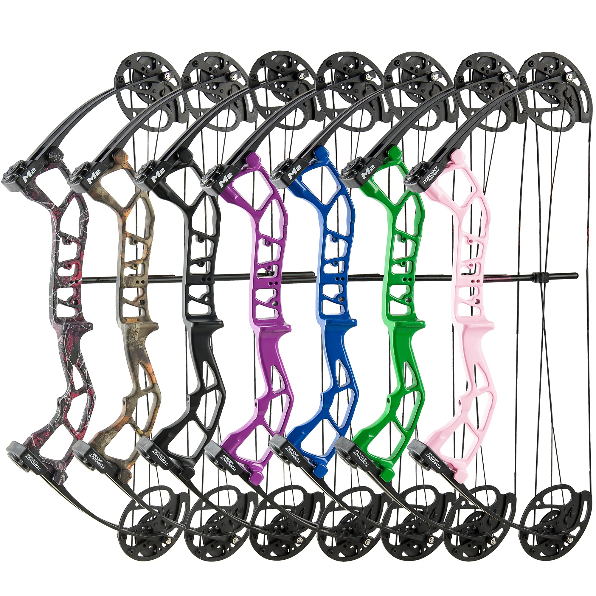 TOPOINT ARCHERY M2 Junior Compound Bow Set Beginners,Youth&Kids Bow Women Bow 17"-27" Draw Length,10-40Lbs Draw Weight,290fps IBO, Bow Only 2.54lbs,Lightweight Design (Muddy Girl with Carry Case)