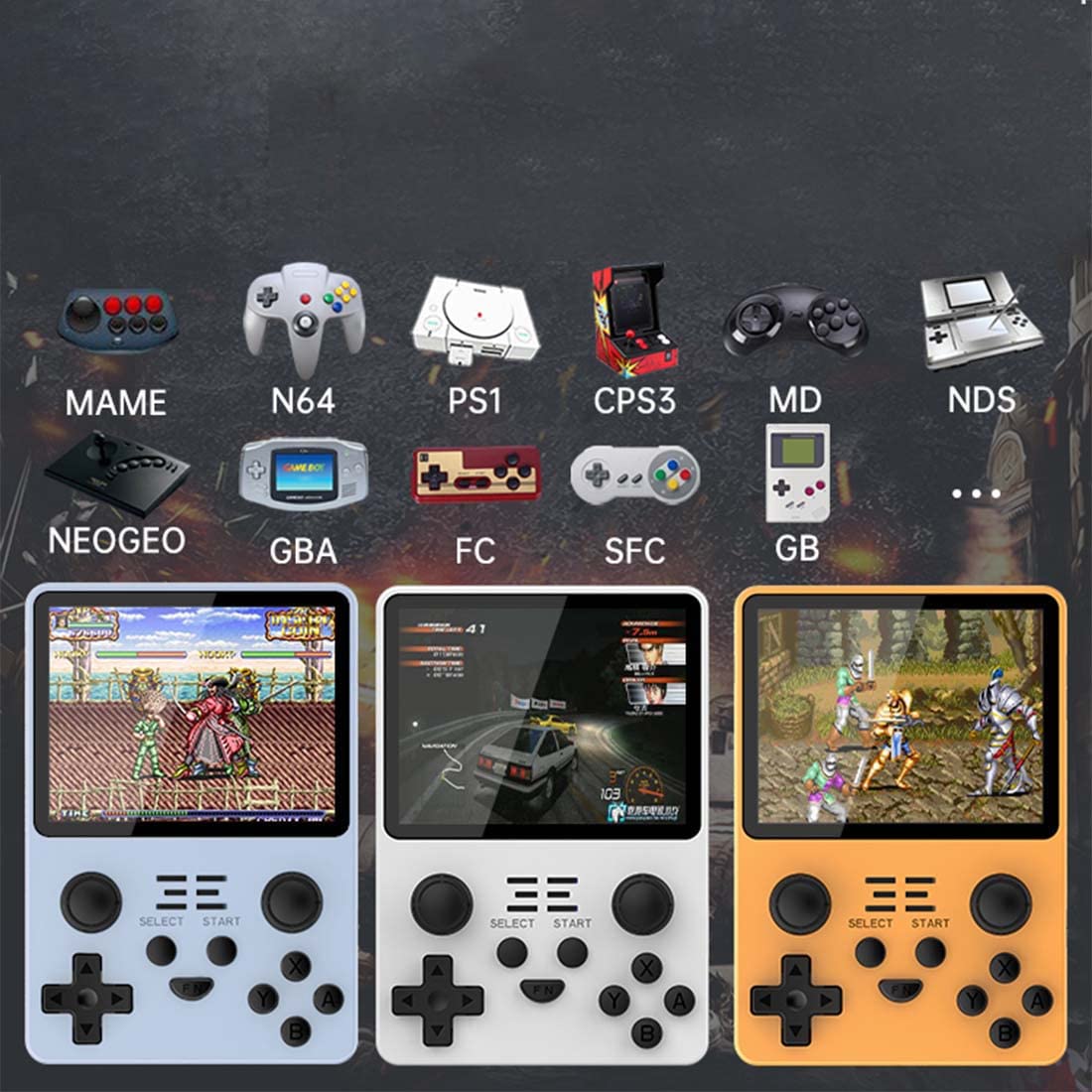 ZOSTER Powkiddy RGB20S Handheld Game Console Portable Retro Built in 20,000 Games 16G+128G 3.5 Inches IPS Screen Open Source System Arcade Game Console Toy Gift for Kids Adults