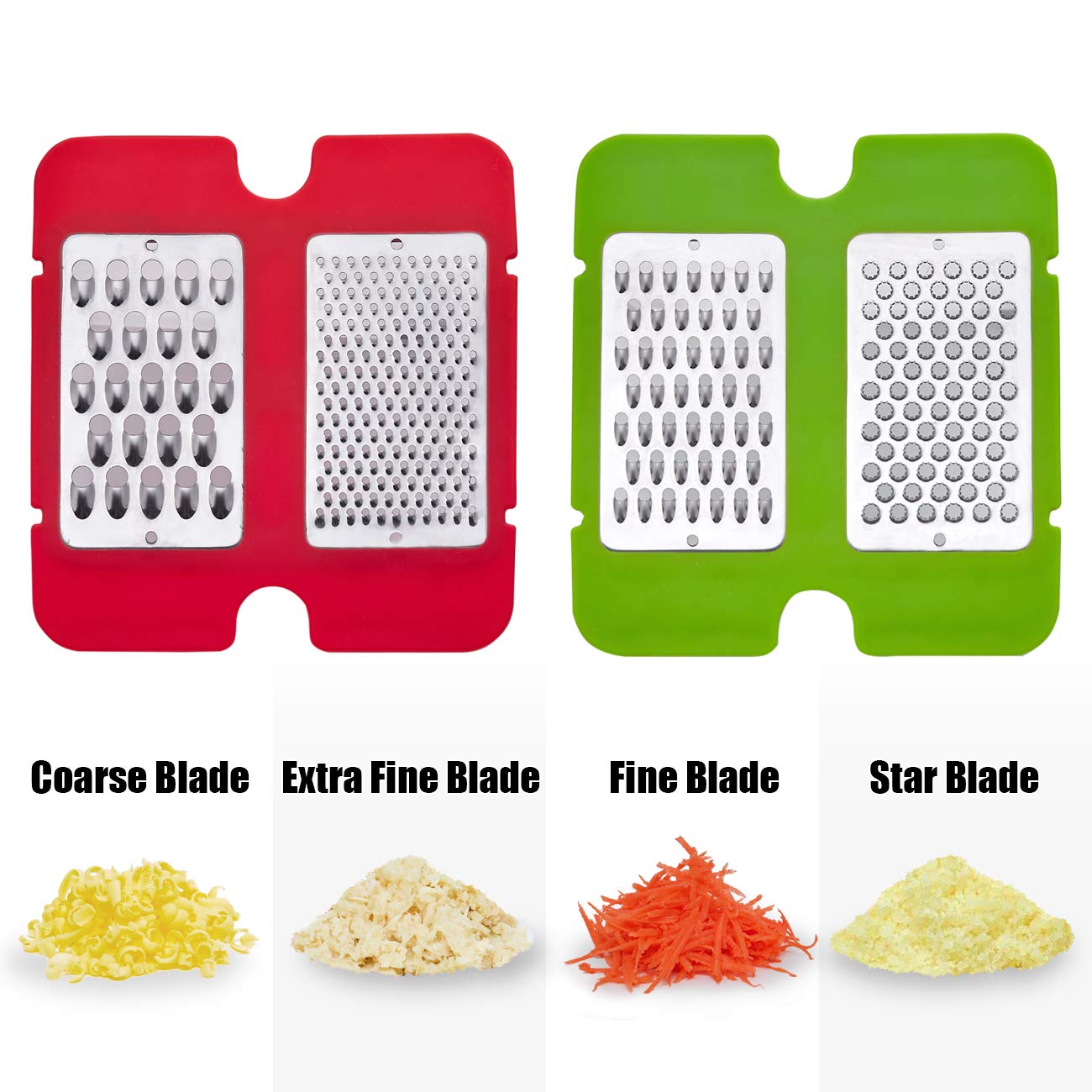 Nurch Cheese Grater with Container 4 in 1 Box Grater with Stainless Steel Blades Cheese Vegetable Slicer for Carrot Potato Easy to Use…