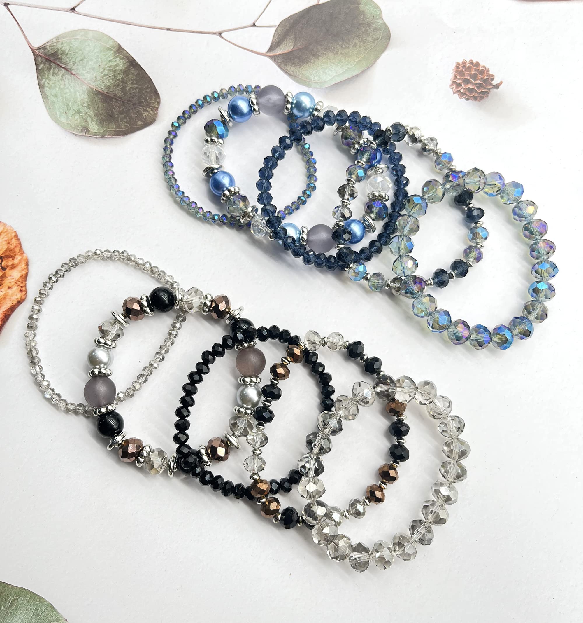 WAINIS Beaded Boho Stretch Bracelet Colorful Stackable Crystal Beads Bracelets Trendy Costume Jewelry Mothers Day Gifts for Women