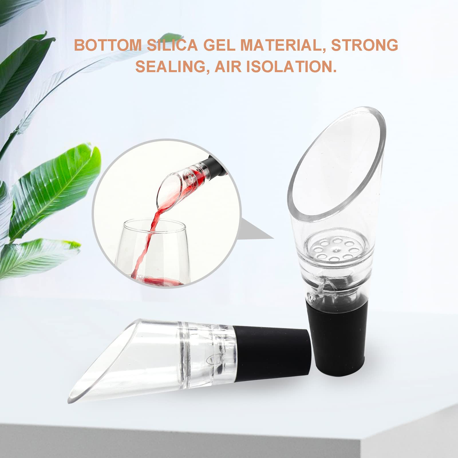 Wine Aerator Pourer, by Glass Aerating, Improved Flavor, Enhanced Bouquet, Rich Finish and Bubbles, for Better Tasting(2 Pack)