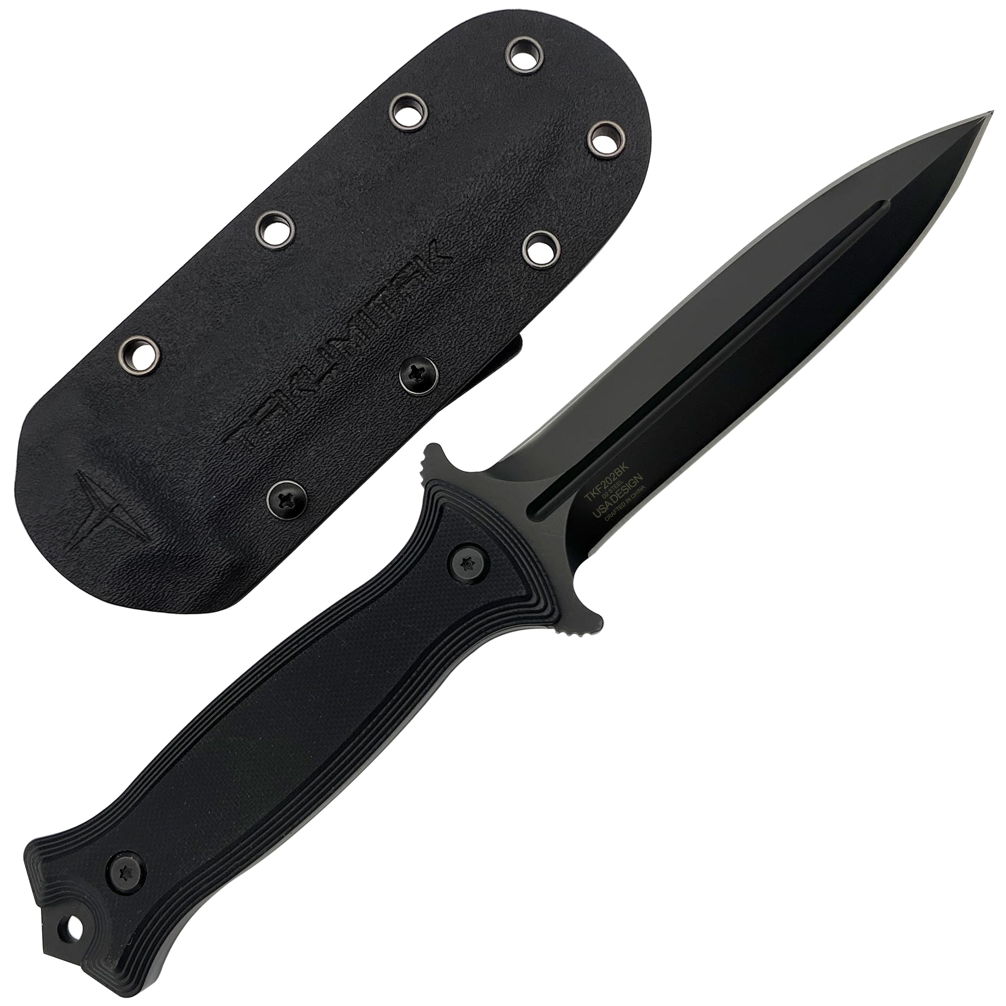 Tactical Knife Hunting Knife Survival Knife D2 Spear Point Blade G10 Handle Kydex Sheath Molle Clip Fixed Blade Knives Camping Accessories Camping Gear Survival Kit Survival Gear And Equipment Tactical Gear Hunting Gear EDC Knife EDC Gear 82460 (Black TKF