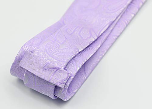Men's Silk Purple Ties Paisley Pattern 3.15" Width Dress Lavender Summer Necktie