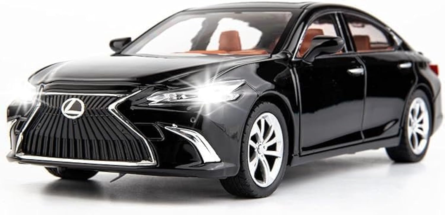 WAKAKAC 1/24 Lexus ES300 Diecast Car Model Alloy Collectible Pull Back Toy Car with Light and Sound Toy Vehicle for Boys Children Gift(Black)