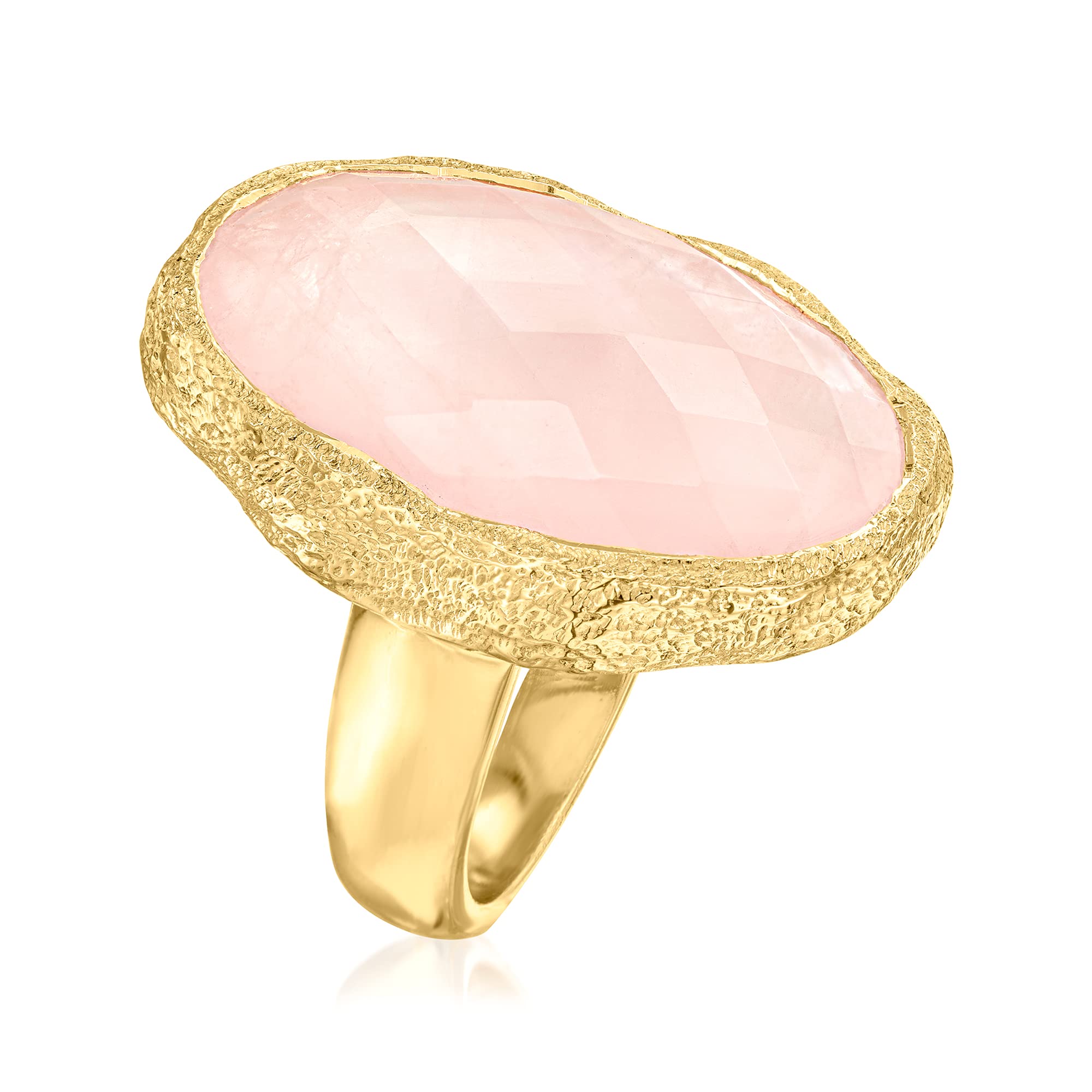 Ross-Simons 17.00 Carat Rose Quartz Ring in 18kt Gold Over Sterling. Size 8