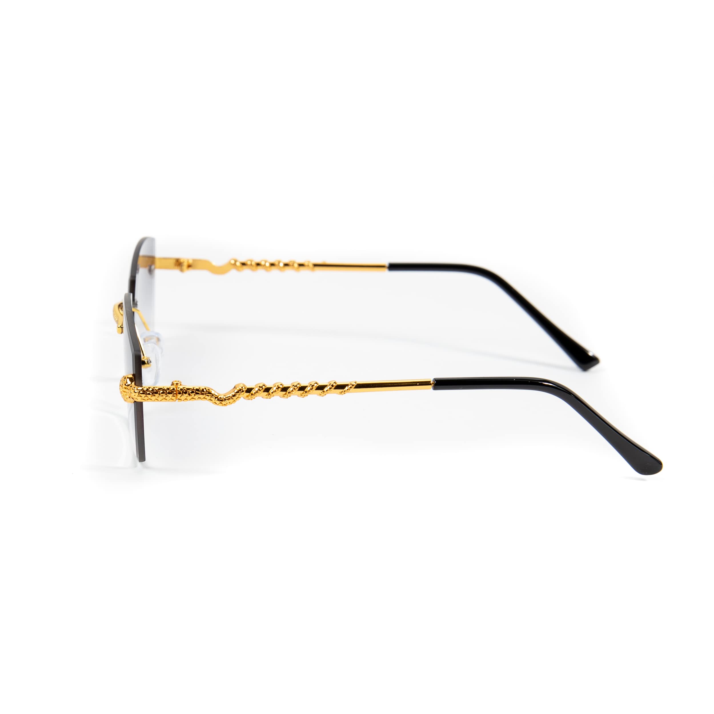Street Knitted Men's Rimless Gold Frame Gray Purple Tint Elegant King Snake Sunglasses