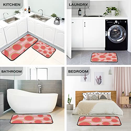 Pieces Watermelons Kitchen Rugs and Mats Set 2 Piece Non Slip Washable Runner Rug Set of 2 for Kitchen Floor Home Sink Ladunry Office