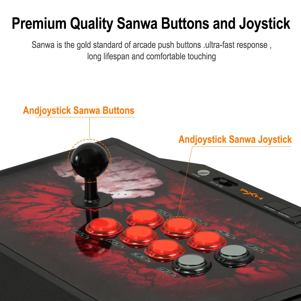 PXN X9 Fighting Joystick - DIY Sawan Arcade Joystick, Arcade Fight Stick with Turbo & Macro and DP/LS/RS Functions, Compatible Android, TV, PC, PS3, PS4, Switch