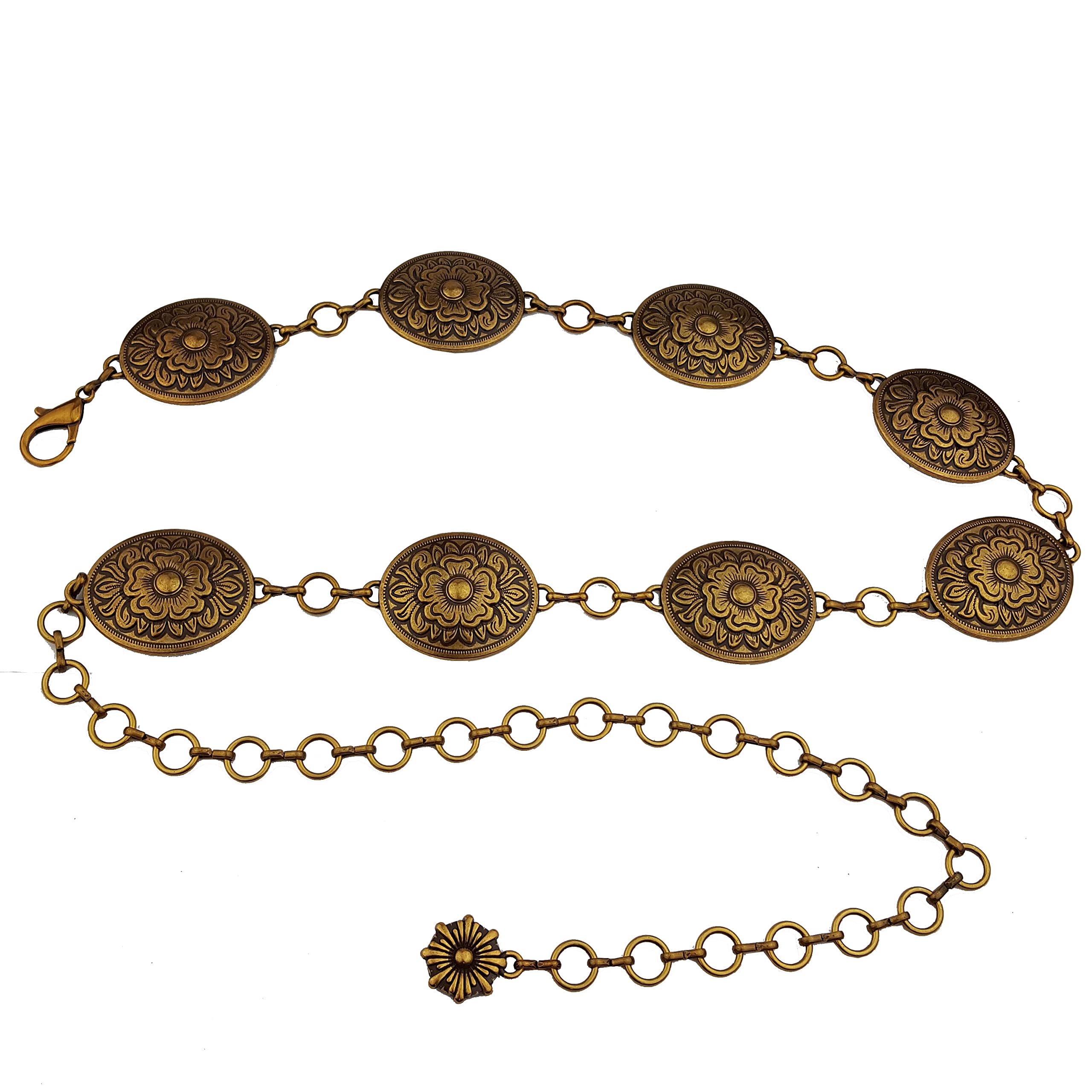 Trendy Western-Inspired Chain Belt Floral Gold