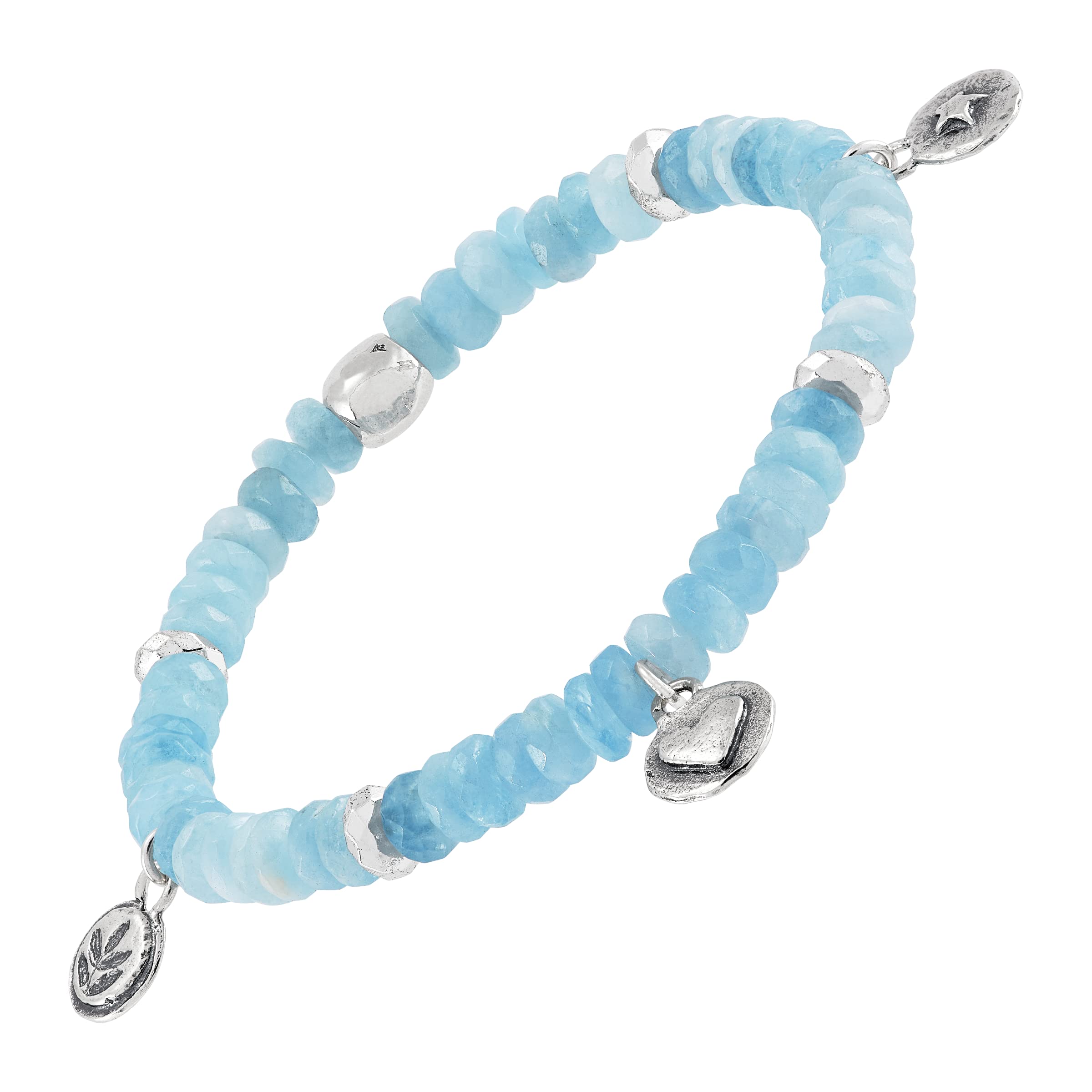 Silpada 'Beads From the Sea' Sterling Silver Aquamarine and Hematite Bracelet, 7.5"