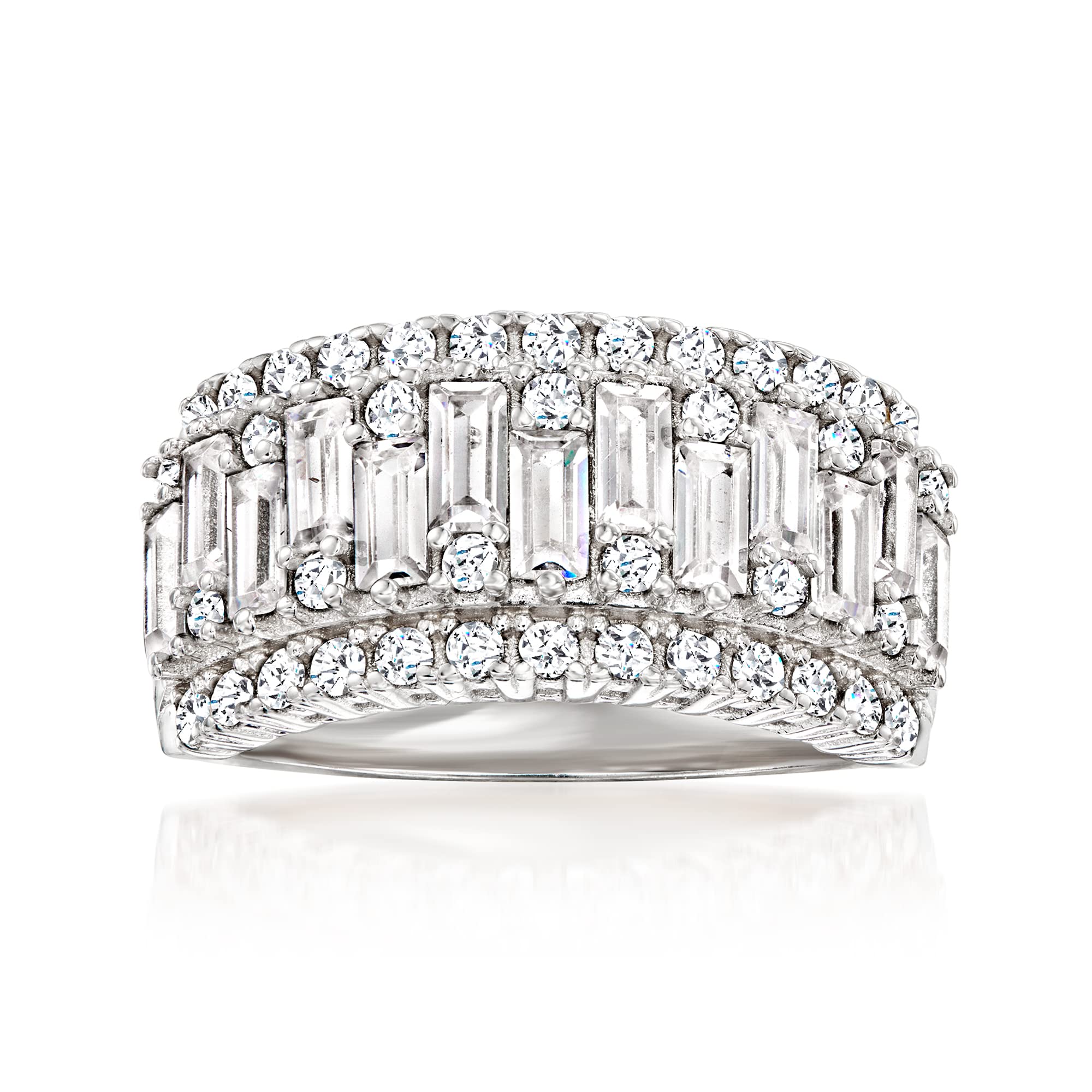 Ross-Simons 2.40 ct. t.w. Baguette and Round CZ Ring in Sterling Silver. Size 8
