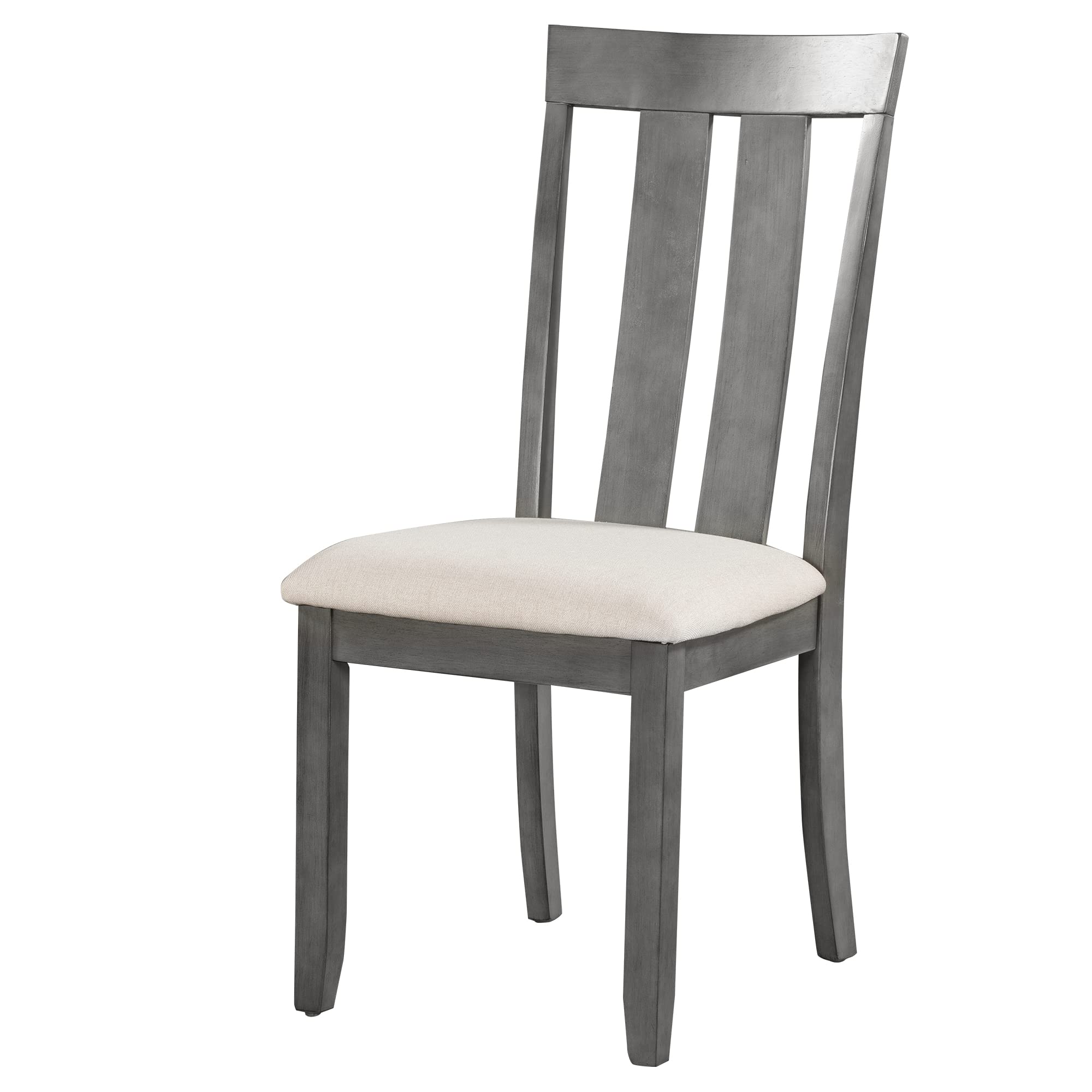 Merax Dining Chairs Set of 4, Fabric Padded Dining Chairs with Seat Cushions and Curved Back, Dining Chairs with Solid Wood Legs for Dining Room, Living Room, Bedroom (Gray)