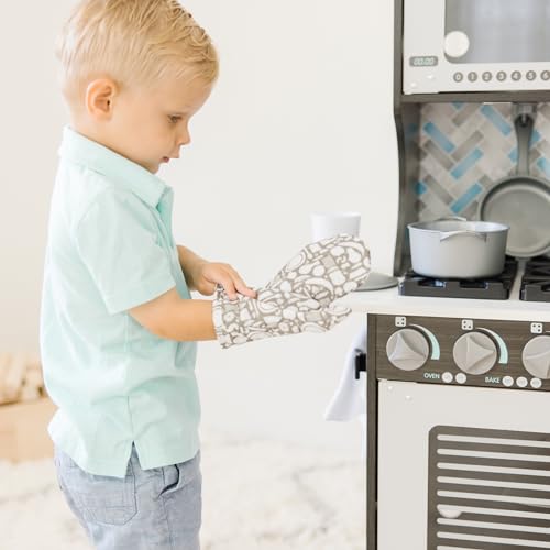 Melissa & Doug Wooden Chef’s Pretend Play Toy Kitchen With “Ice” Cube Dispenser – Charcoal Gray - Kitchen Play Set For Toddlers And Kids Ages 3+