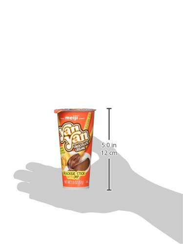 Meiji Yan Yan Dipping Sticks, Chocolate Crème - 2 oz, Pack of 10 - Cracker Sticks with Fun Animals Phrases