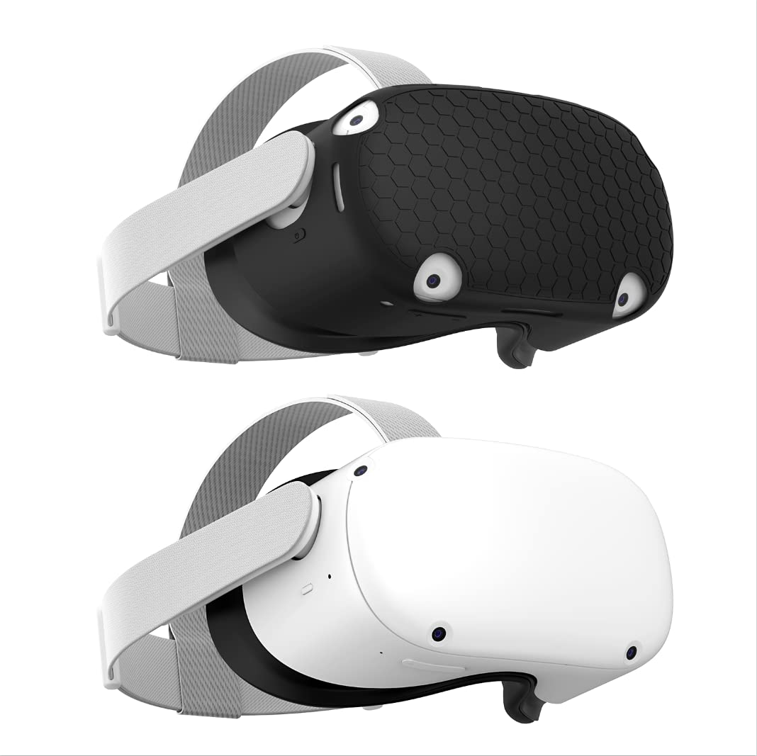 TATAVR VR Headset Protective Cover, Silicone VR Shell Front Face Protector Cover for Quest 2 Anti Scratch Anti Dust Anti Shock, Soft and Washable (Black)