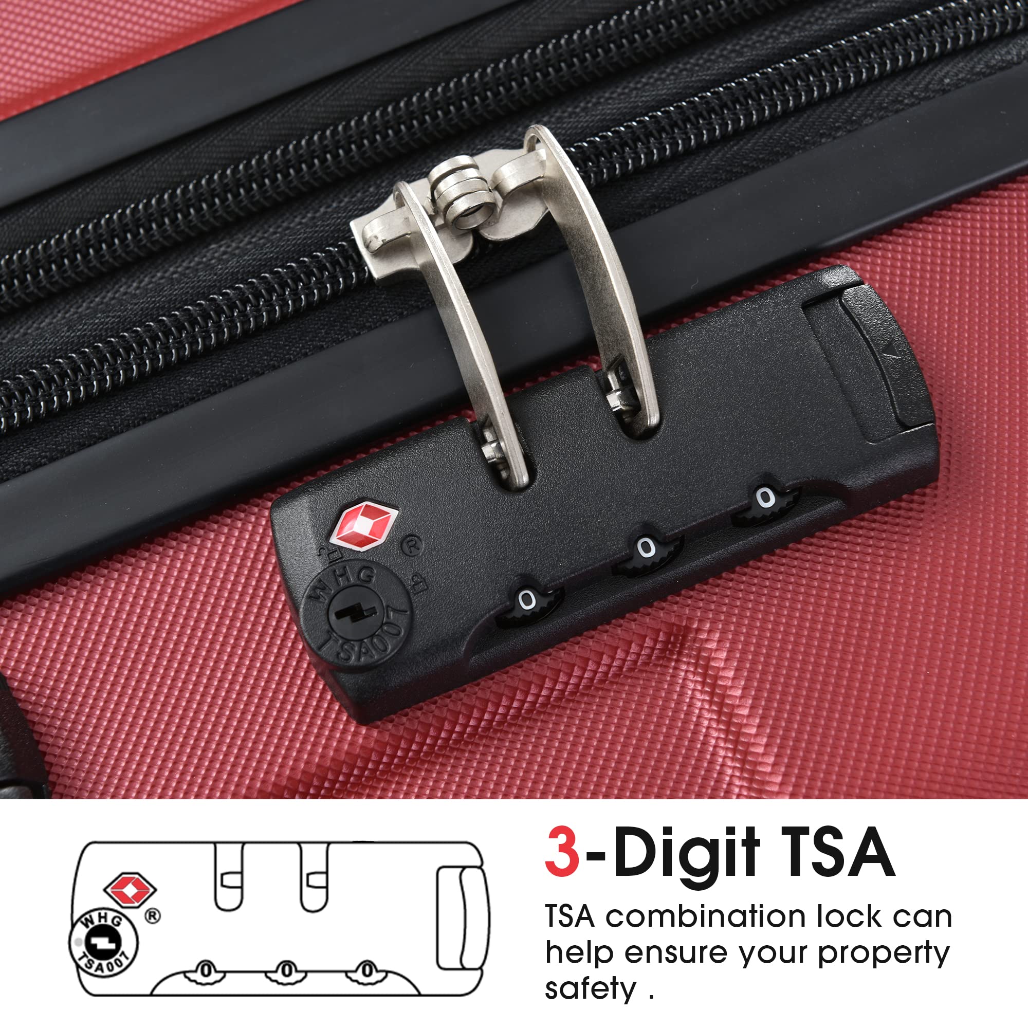 Merax Hardside Luggage Sets 3 Piece Luggage Set Carry On Expandable Luggage with TSA Lock Spinner Wheels for Men Women (Red)