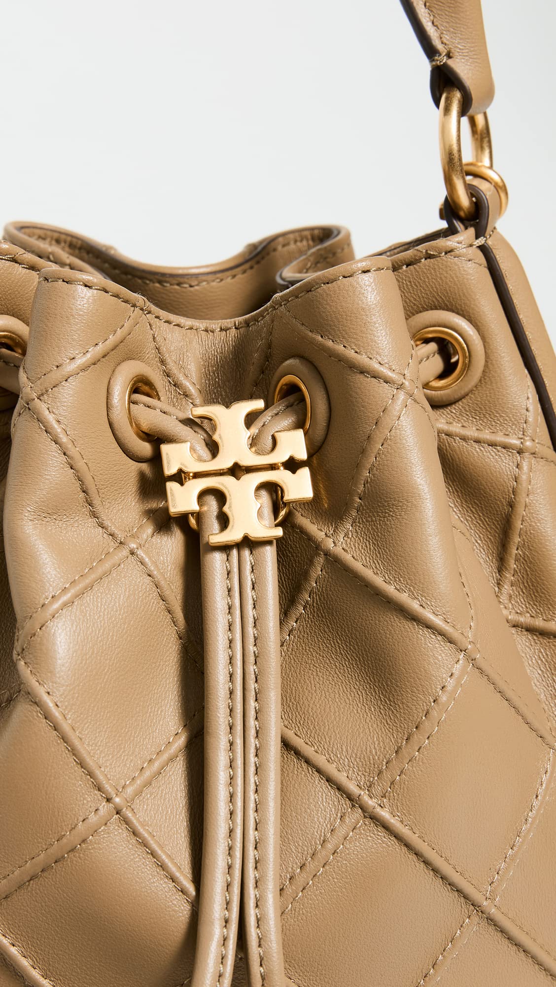 Tory Burch Women's Fleming Soft Mini Bucket Bag, Pebblestone, Tan, One Size
