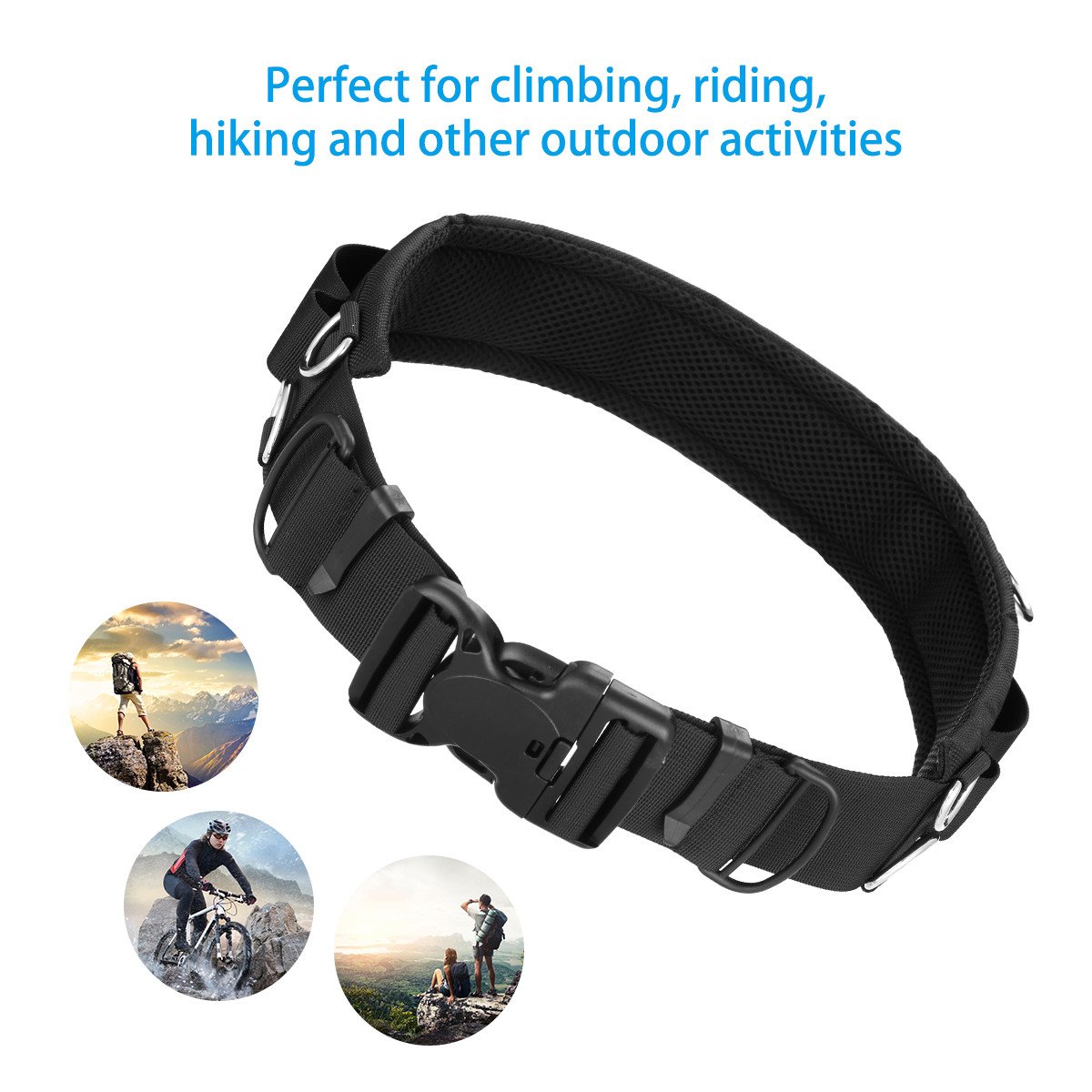 Powerextra Multifunction Outdoor Photography Adjustable Waist Strap Belt with D-rings for Hanging Tripod Lightweight Camera Bag Lens Pouch Flash Bag